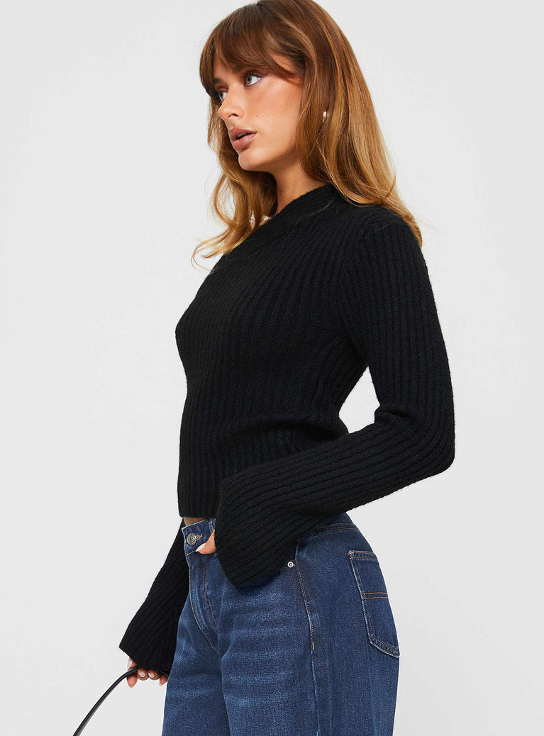 Phillips Cold Shoulder Sweater Black | Princess Polly USA