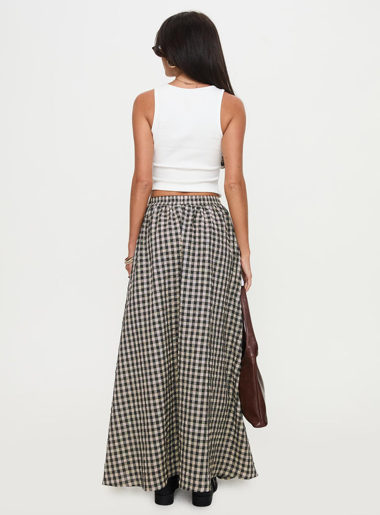 Cartmel Check Maxi Skirt Black / Cream | Princess Polly USA