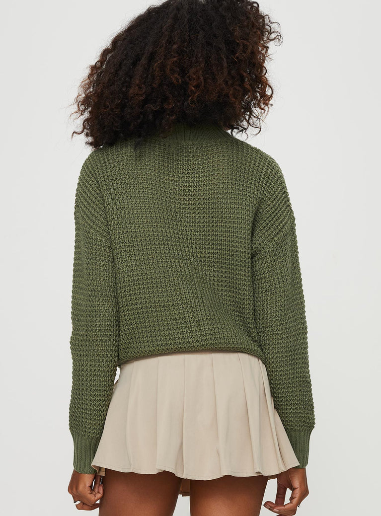 Wholesome Waffle Knit Sweater Green | Princess Polly USA