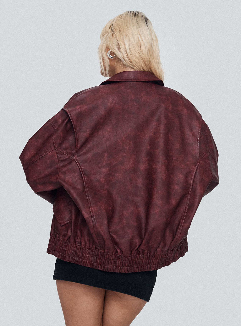 Kenny Bomber Jacket Burgundy | Princess Polly USA