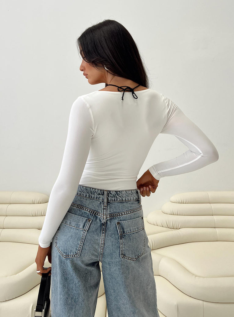 Zalin Long Sleeve Bodysuit White | Princess Polly USA