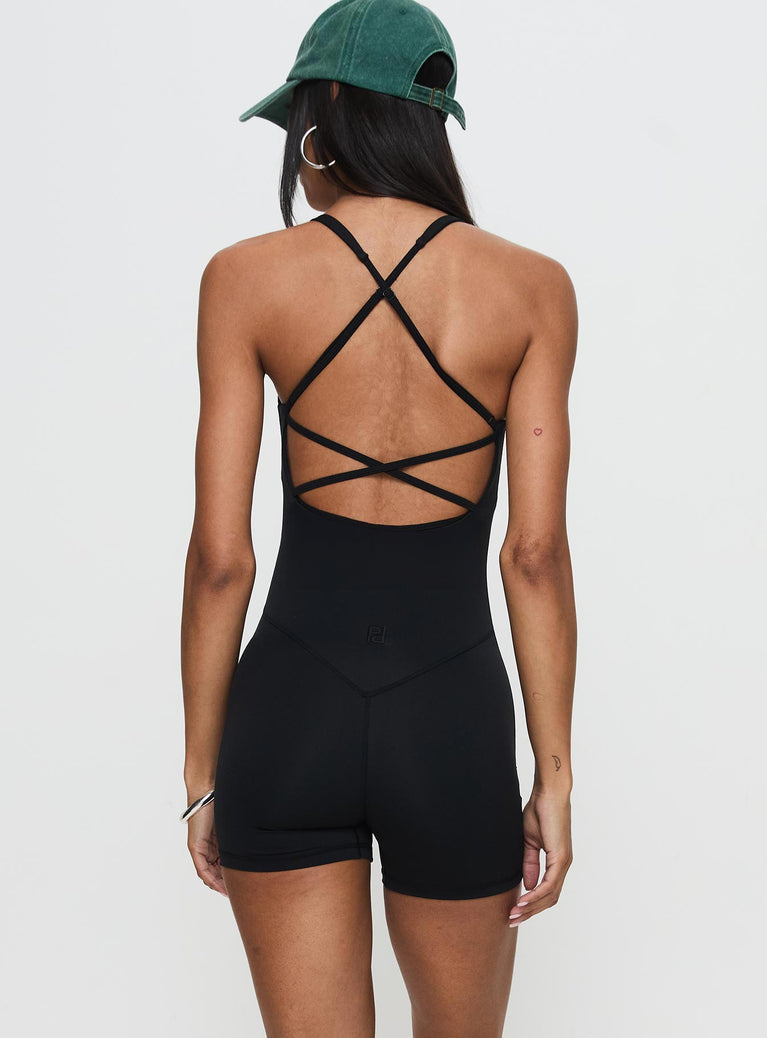 Run The Play Active Romper Black | Princess Polly USA