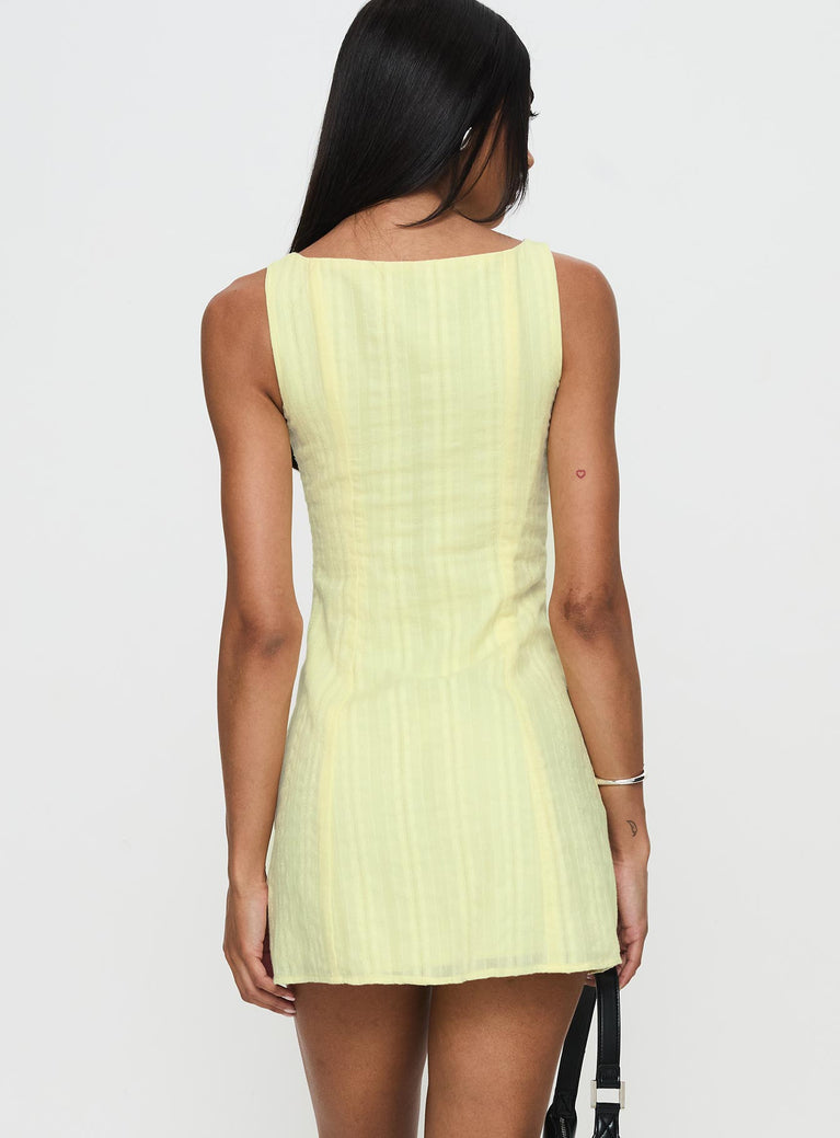 Mimsie Embroidered Mini Dress Lemon | Princess Polly USA