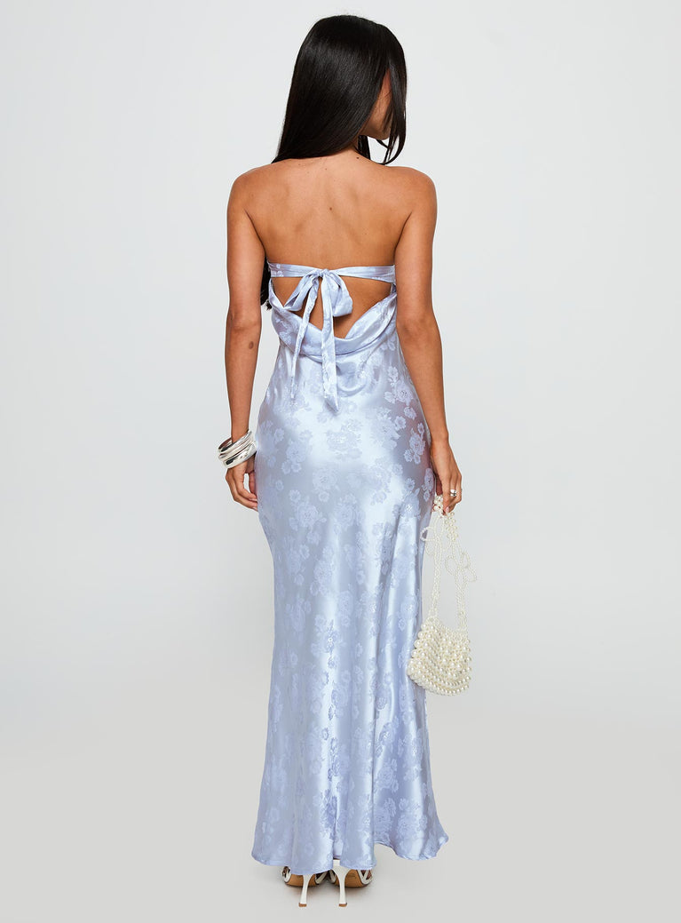 Haley Maxi Dress Blue Jacquard | Princess Polly USA