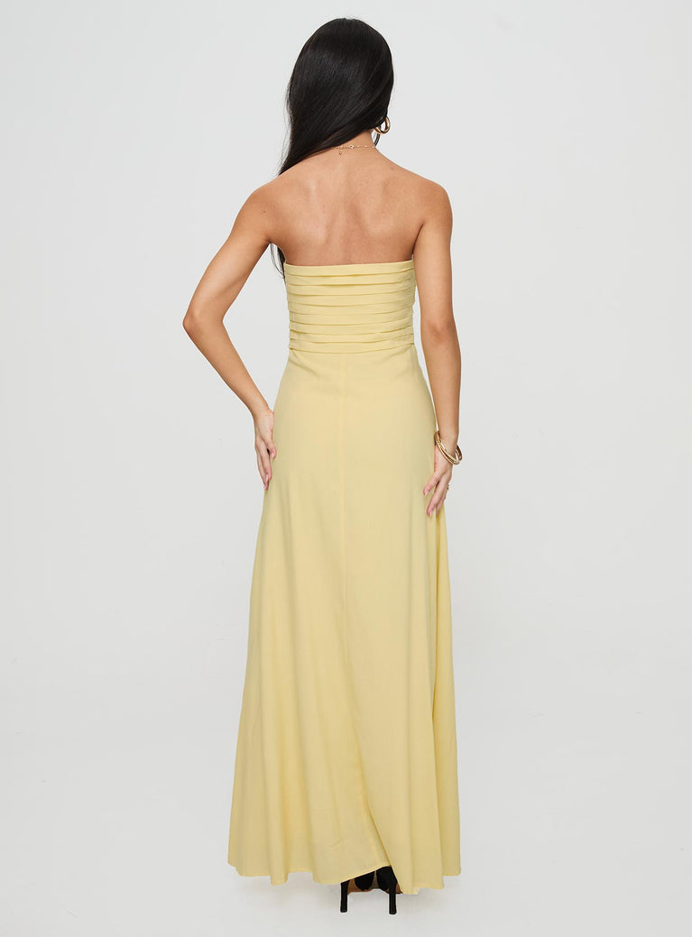 Anamaria Strapless Maxi Dress Lemon | Princess Polly USA
