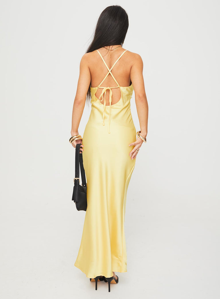 Treasure Bias Cut Maxi Dress Lemon | Princess Polly USA