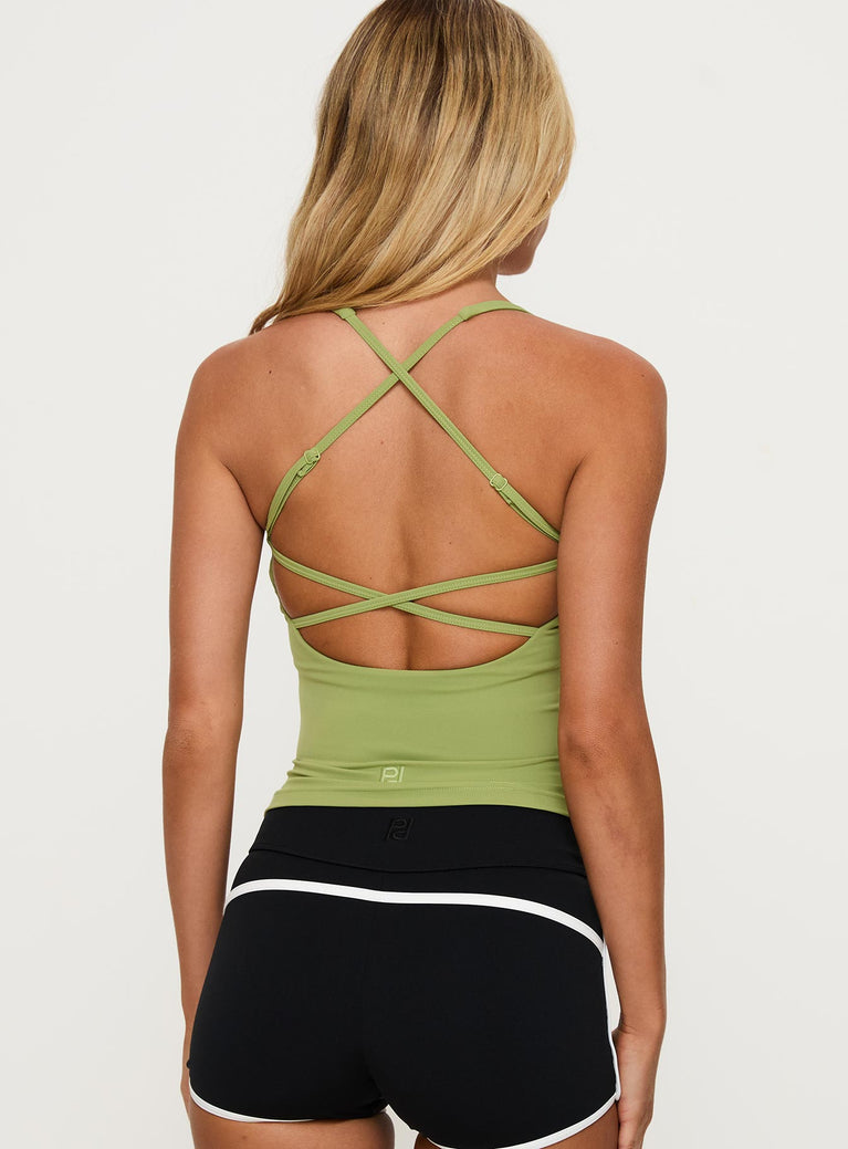 Layup Active Longline Cross Back Top Green | Princess Polly USA