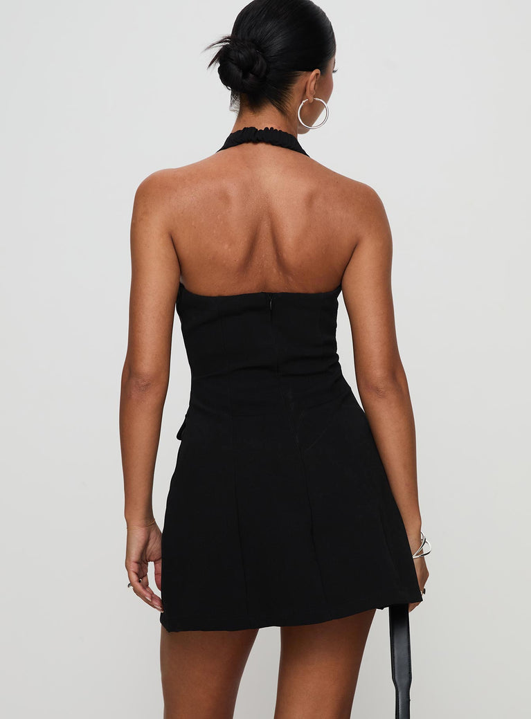 Emanuela Halter Mini Dress Black | Princess Polly USA