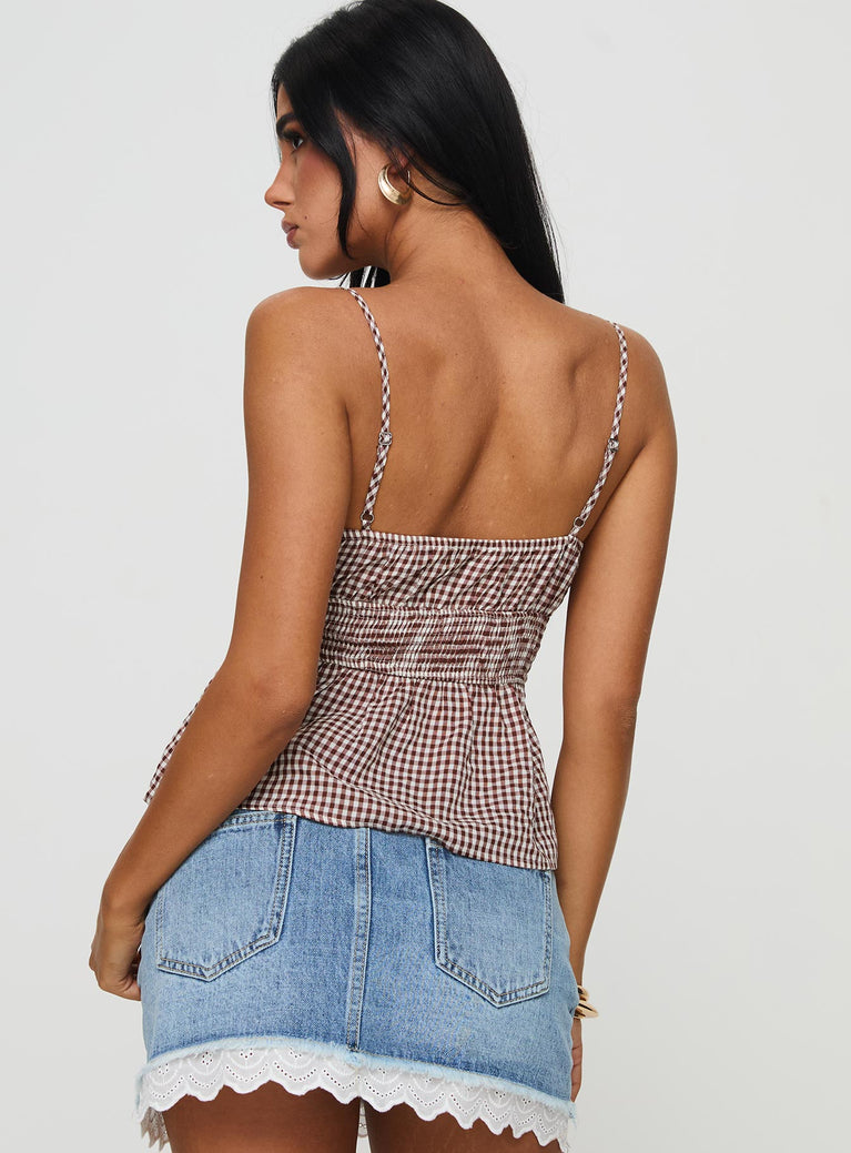 Ansilin Top Brown Check | Princess Polly USA