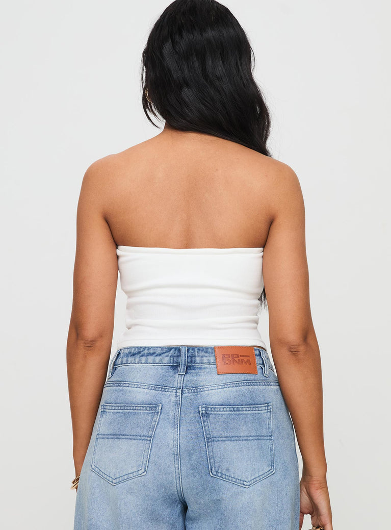 Baseline Strapless Rib Top White | Princess Polly USA