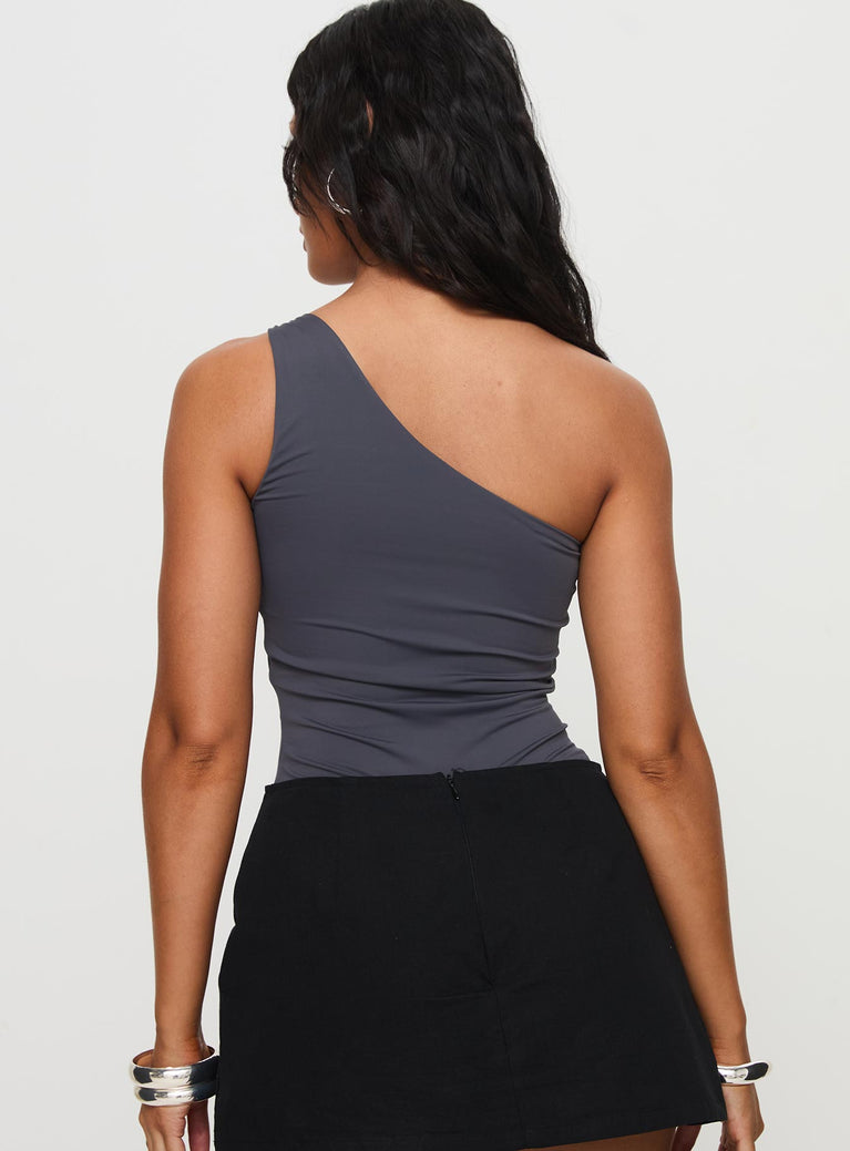 Talija One Shoulder Bodysuit Slate | Princess Polly USA