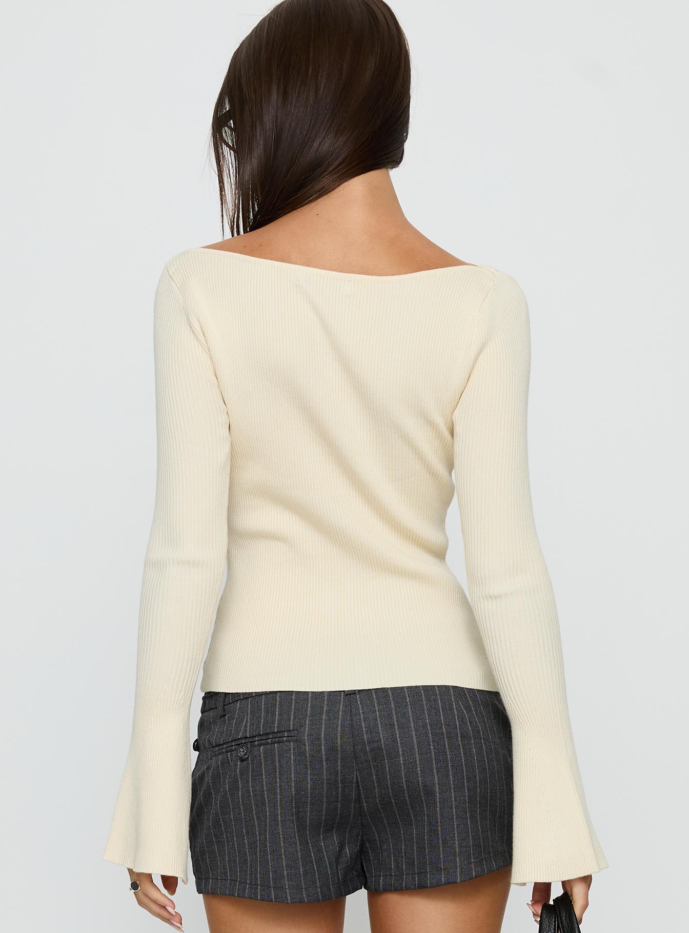 Tahnia Off Shoulder Button Up Top Butter | Princess Polly