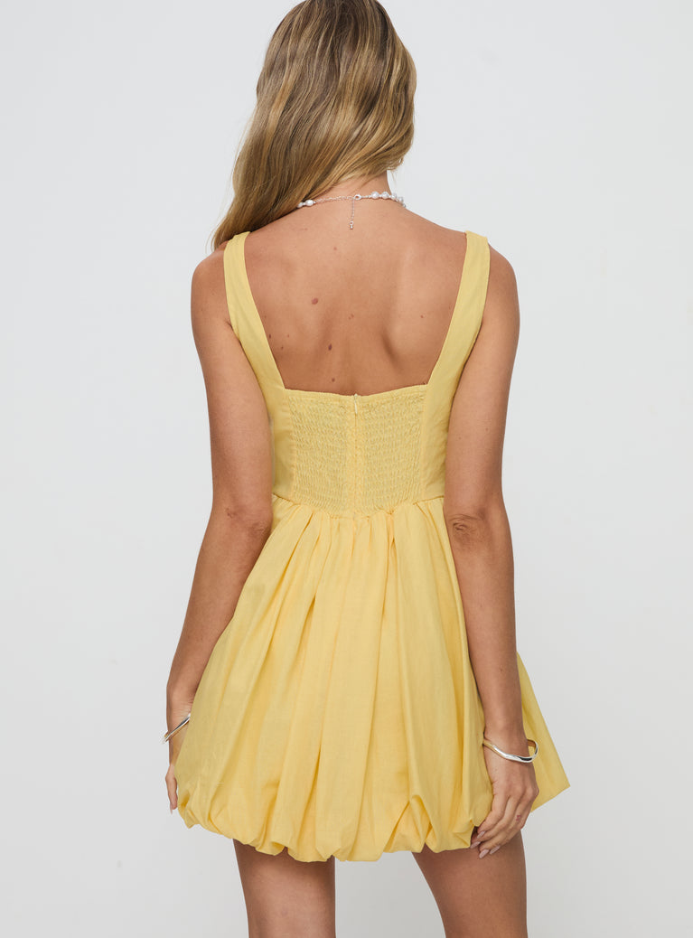Alcott Bubble Hem Mini Dress Lemon | Princess Polly USA