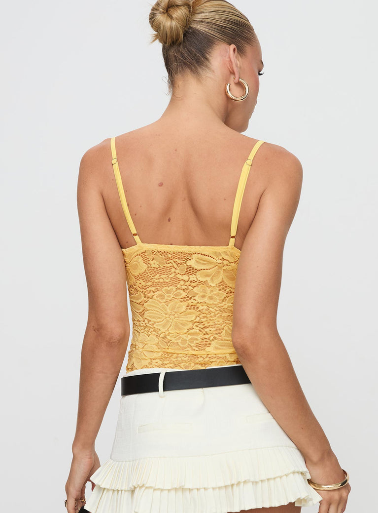 Manski Lace Top Yellow | Princess Polly USA