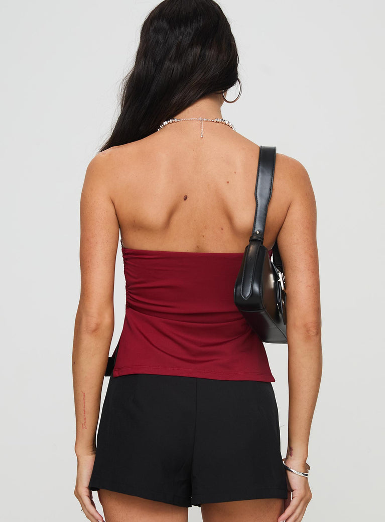 Round The World Strapless Top Burgundy | Princess Polly USA