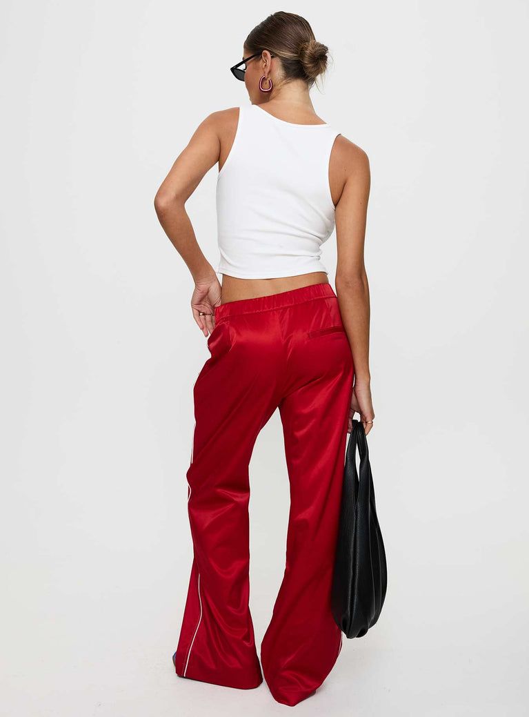 Travalta Satin Track Pant Red | Princess Polly USA