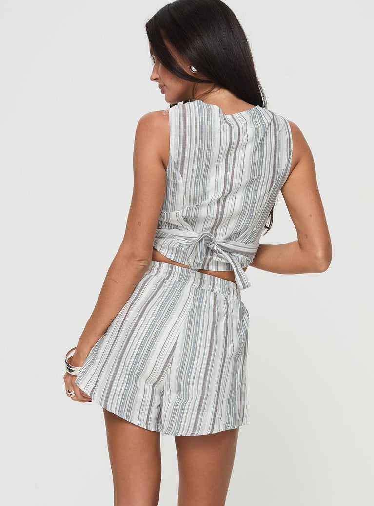 Flutters Shorts White / Blue Stripe | Princess Polly USA