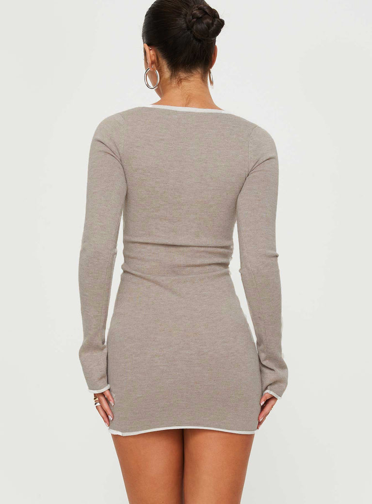 Rutter Long Sleeve Mini Dress Grey | Princess Polly USA
