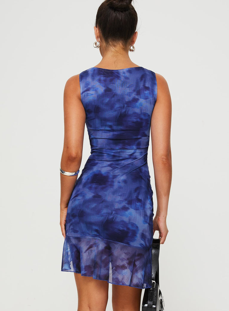 Molita Ruffle Hem Dress Mini Dress Navy | Princess Polly USA