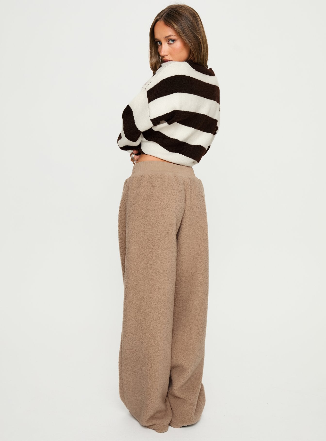 Siberia Fleece Track Pant Light Brown | Princess Polly