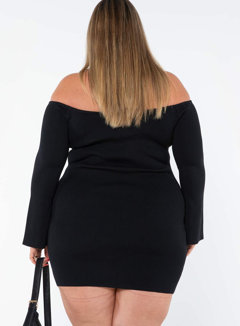 Parisa Long Sleeve Mini Dress Black Curve | Princess Polly USA