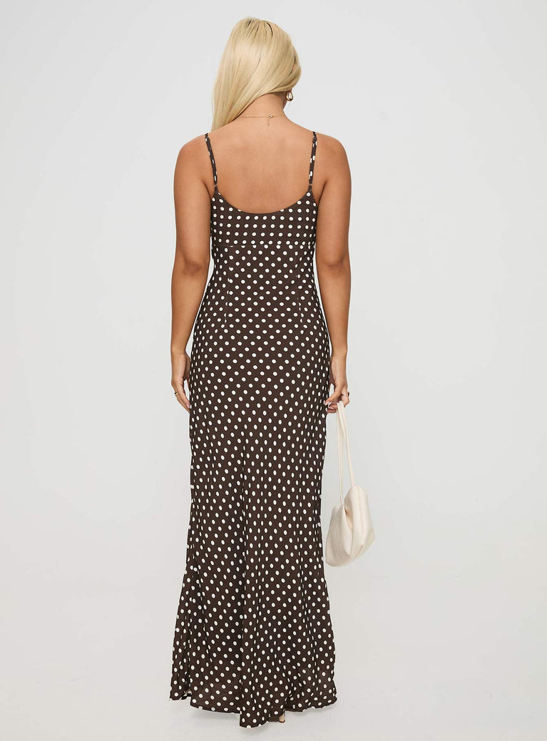 Jorjana Polka Maxi Dress Brown / White | Princess Polly USA