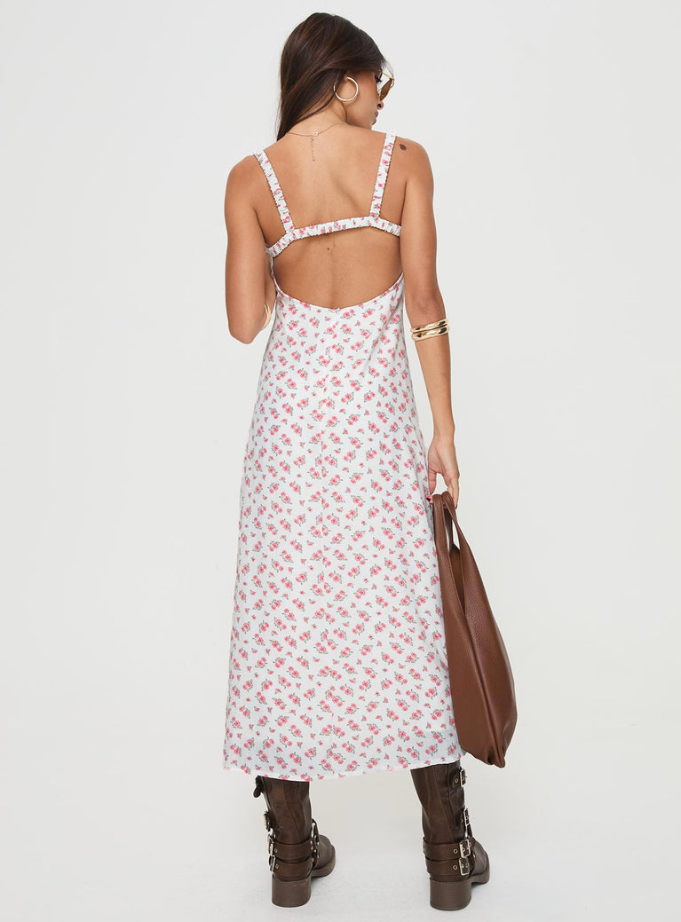 Georgia Midi Dress White / Pink Floral | Princess Polly USA