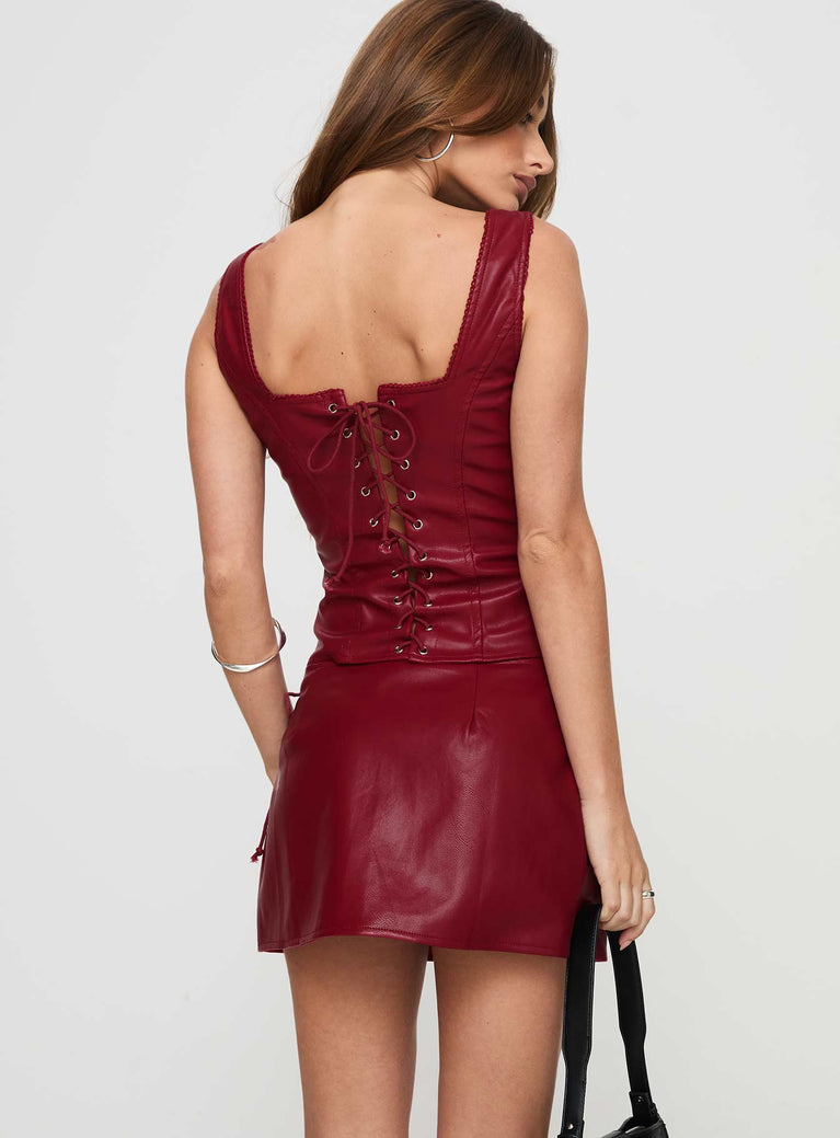 Smolder Tie Up Mini Skirt Red | Princess Polly USA