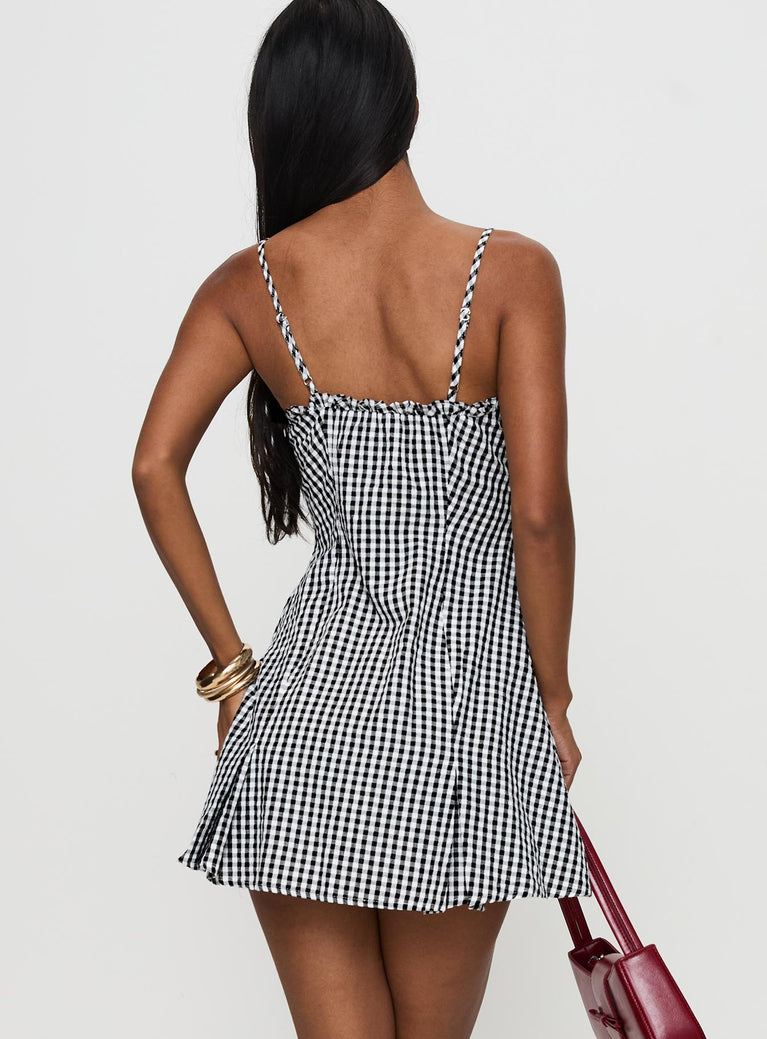 Bessette Mini Dress Black Gingham | Princess Polly USA