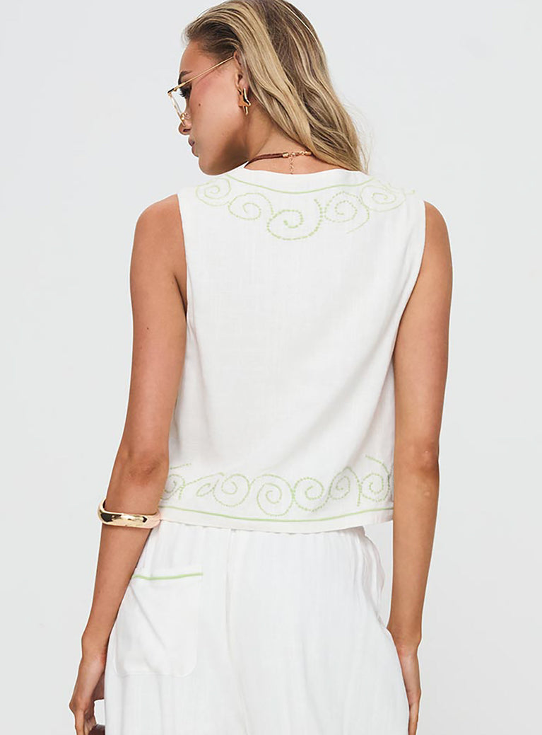 Kindred Tie Top White / Green | Princess Polly USA