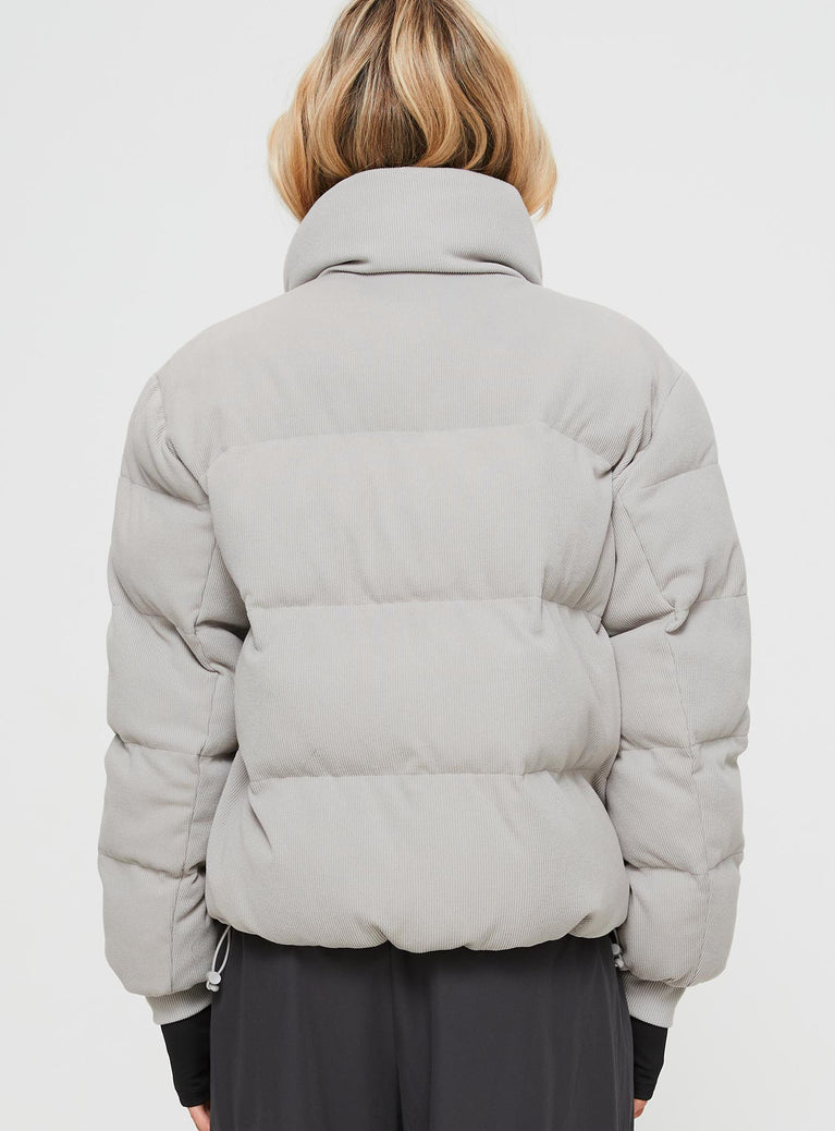 Darrow Ribbed Puffer Jacket Grey | Princess Polly USA