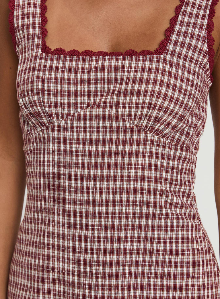 Dasha Mini Dress Red Check Princess Polly Usa