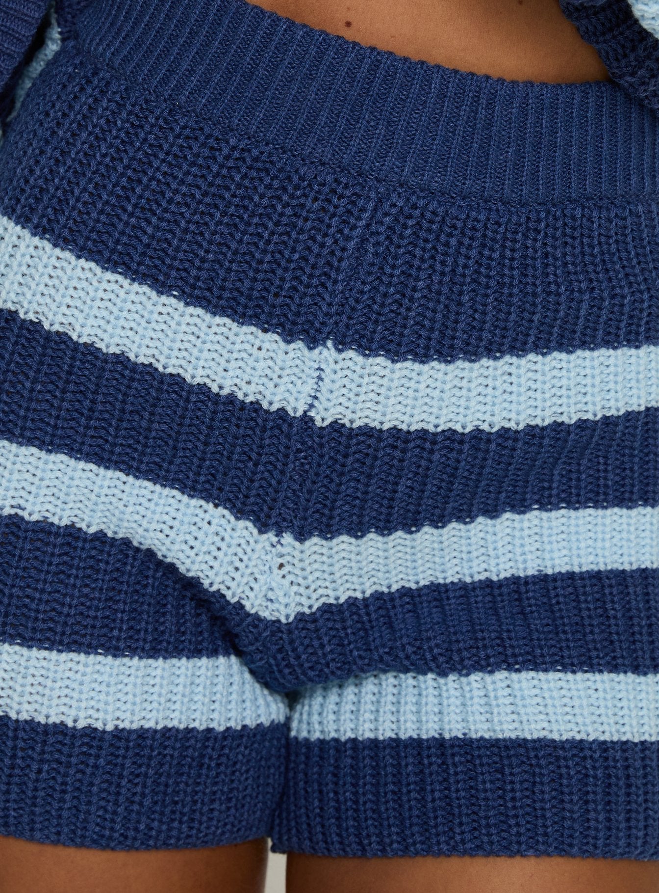 Kealin Knit Shorts Blue Stripe | Princess Polly