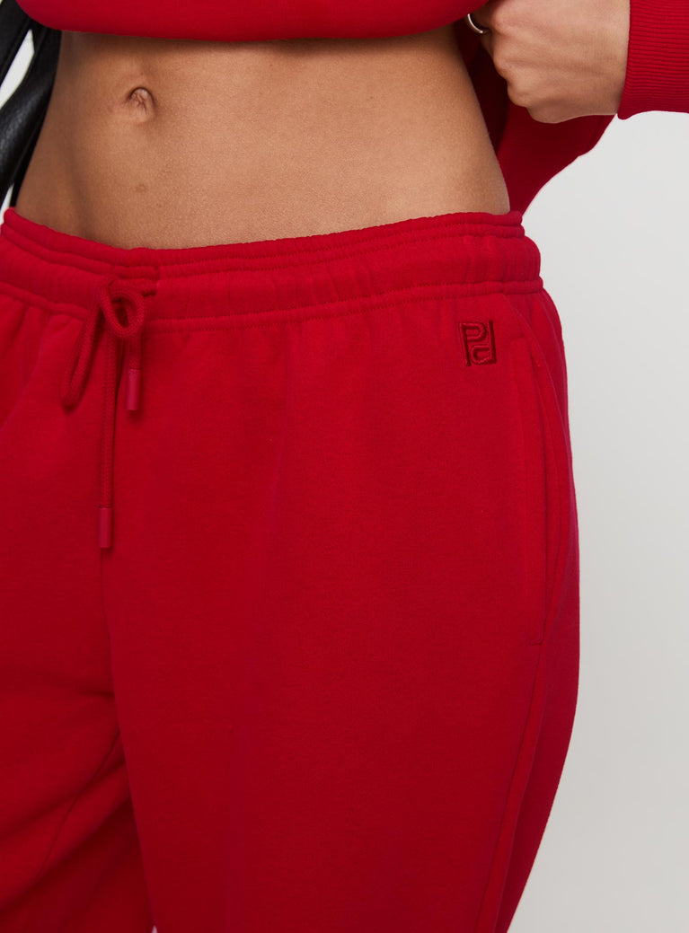 Dream Fleece Ankle Cuff Sweatpants Red | Princess Polly USA