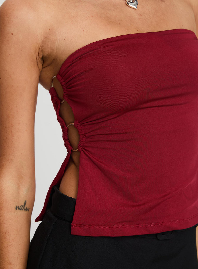 Round The World Strapless Top Burgundy | Princess Polly USA