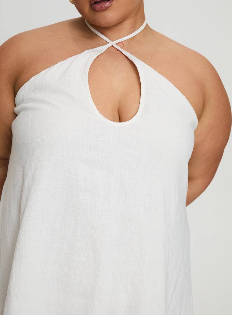 Thomasina Linen Halter Dress White Curve | Princess Polly USA