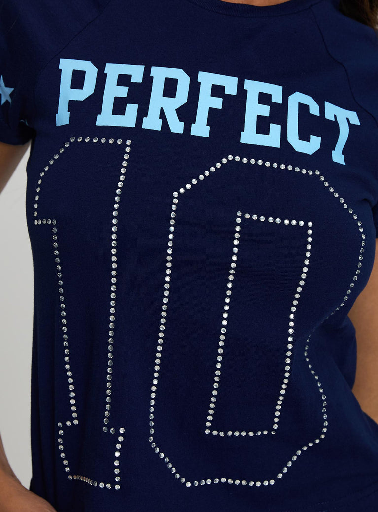 Perfect 10 Graphic Top Blue | Princess Polly USA
