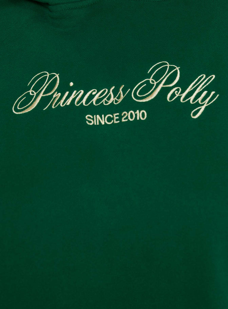 Princess Polly Hooded Sweatshirt Script Green / Ivory Curve | Princess ...