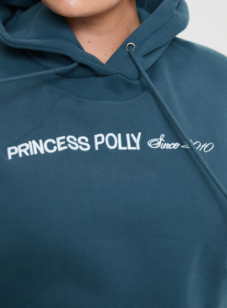 Princess Polly Hooded Sweatshirt Block / Cursive Text Slate Curve ...