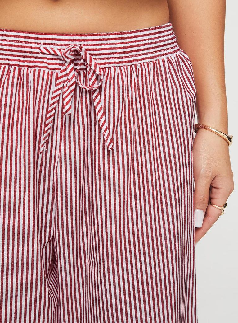 Holiday Tie Front Pants Red/White Stripe | Princess Polly USA