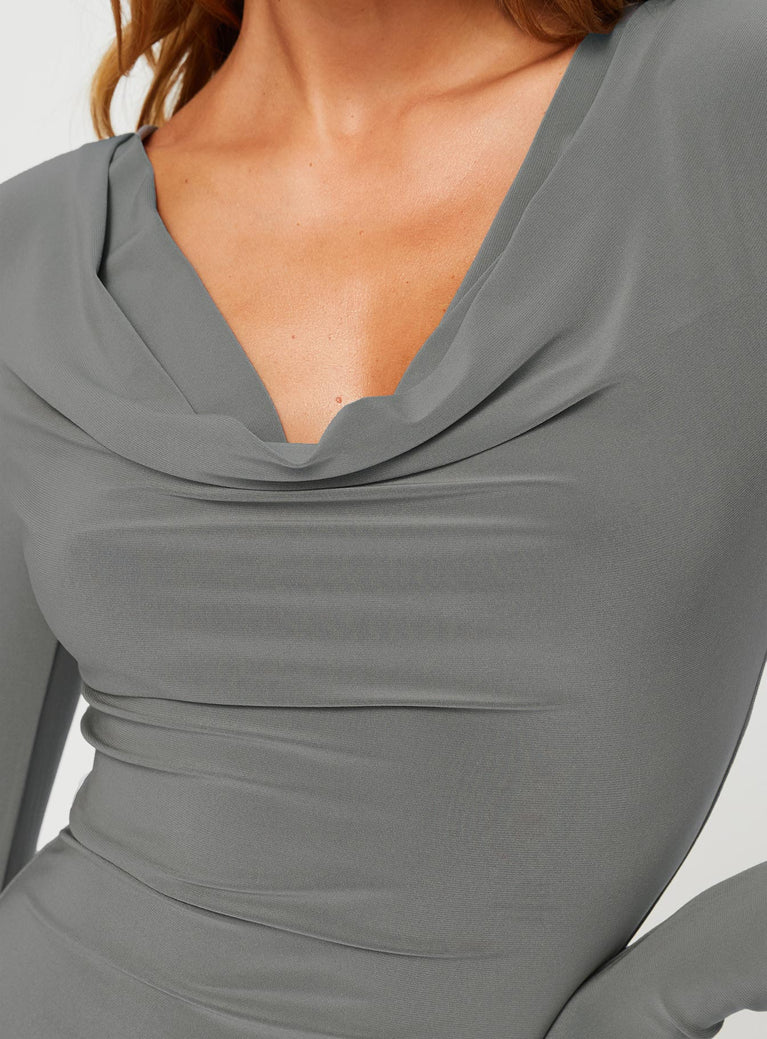 Kindra Long Sleeve Mini Dress Grey | Princess Polly USA