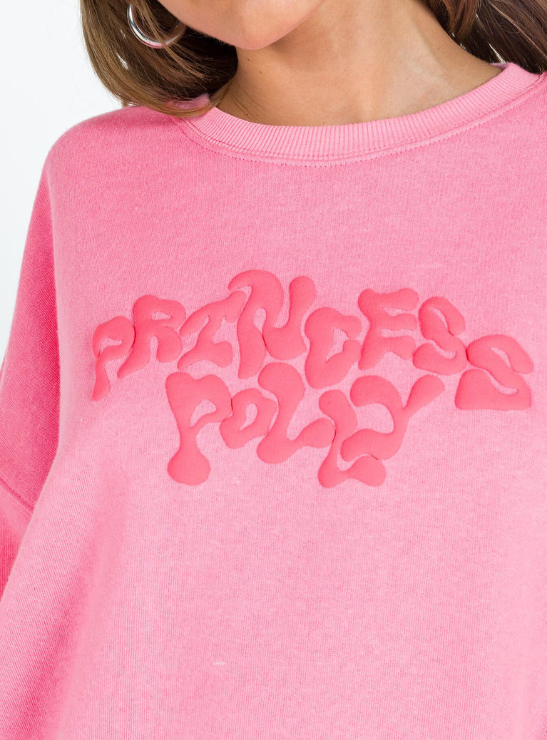 Princess Polly Crew Neck Sweatshirt Squiggle Text Watermelon Pink ...