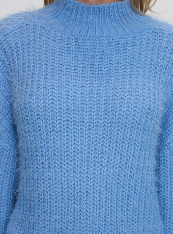 Gavelston Crew Neck Waffle Sweater Blue | Princess Polly USA
