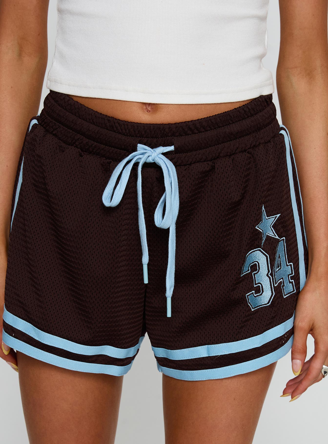 Brityn Sports Short Brown / Blue | Princess Polly