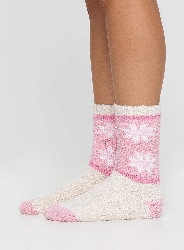 Winter Wonderland Socks White / Pink