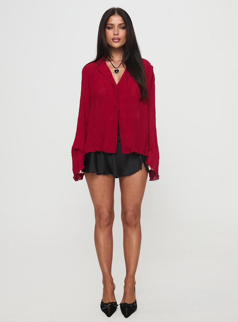 Selma Shirt Burgundy | Princess Polly USA