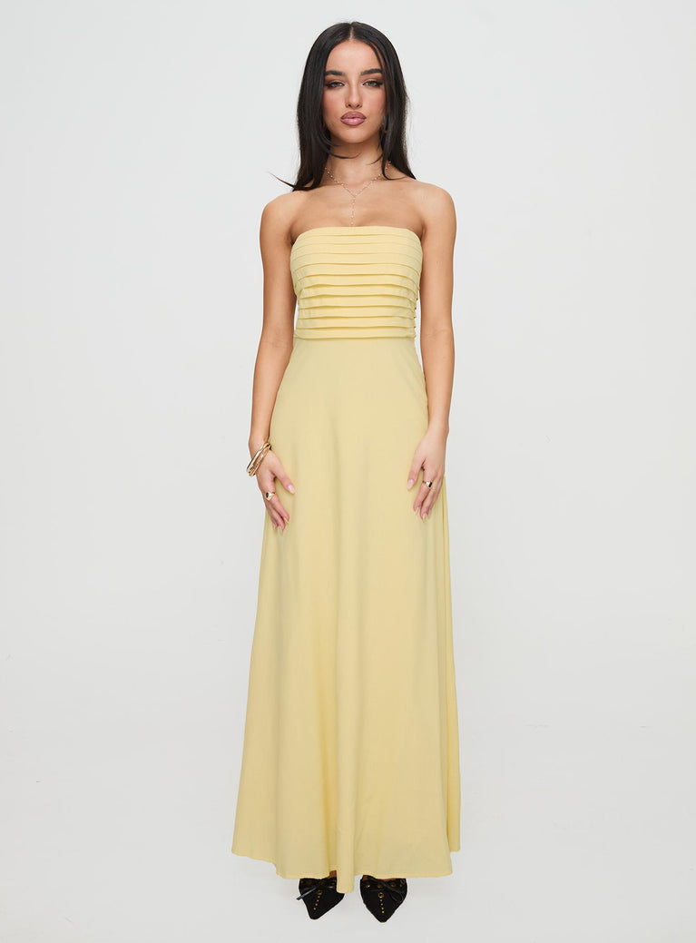 Anamaria Strapless Maxi Dress Lemon | Princess Polly USA