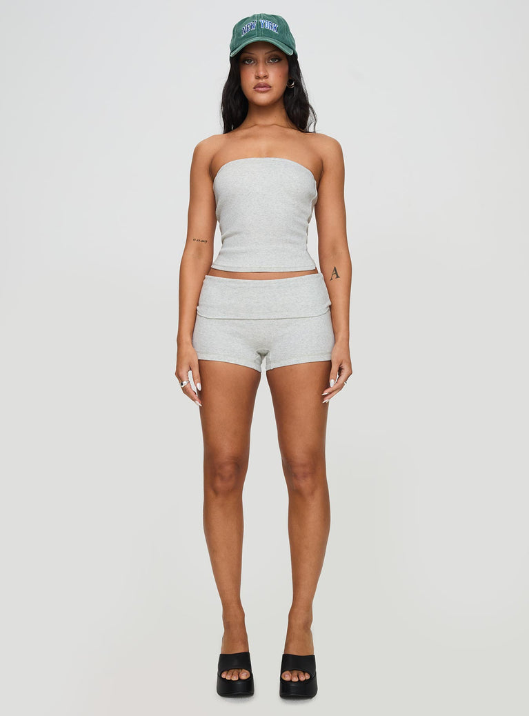 Baseline Low Rise Rib Shorts Grey Marle | Princess Polly USA