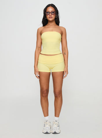 Baseline Strapless Rib Top Yellow | Princess Polly USA