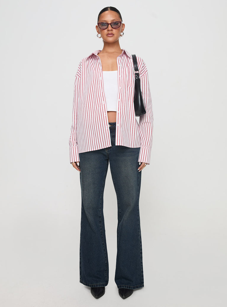 Belize Shirt Red / White Stripe | Princess Polly USA